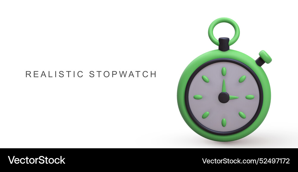 3d realistic green stopwatch on white background Vector Image
