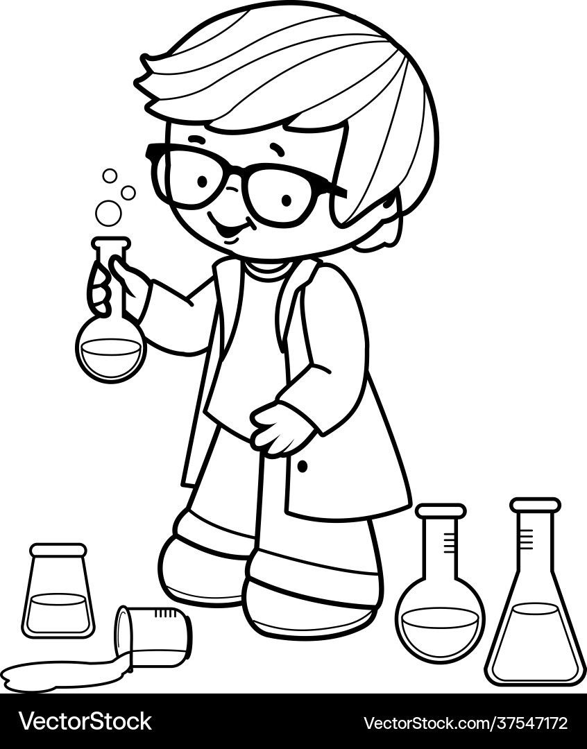 Child doing science experiments Royalty Free Vector Image