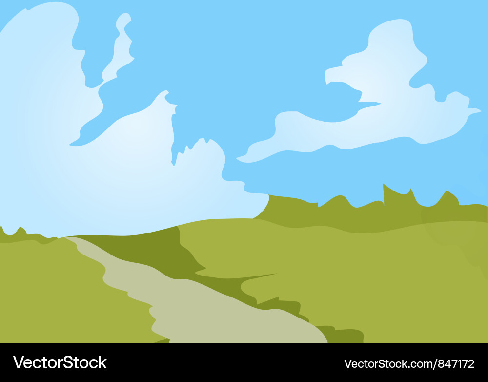 Cute Cartoon Landscape Royalty Free Vector Image
