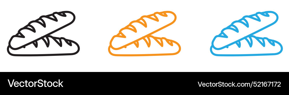 French bread icon logo set collection for web app Vector Image