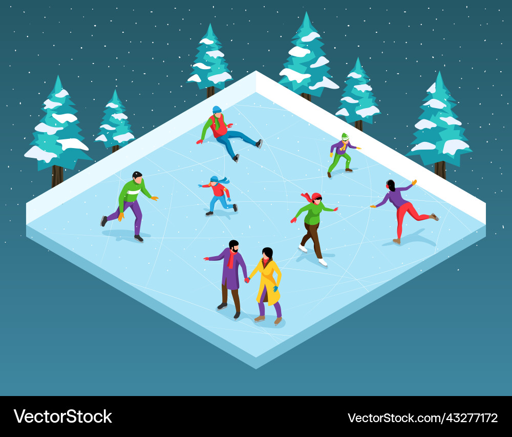 Isometric ice skating rink Royalty Free Vector Image