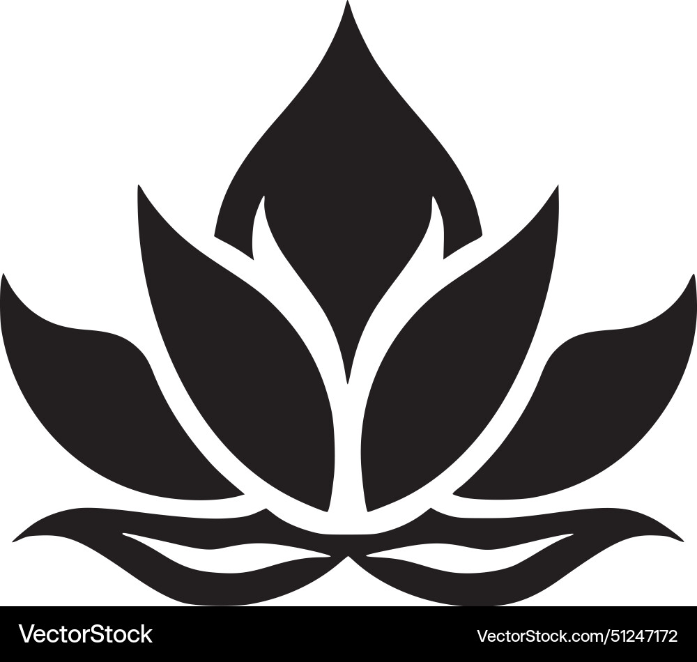 Lotus flower - black and white isolated icon Vector Image