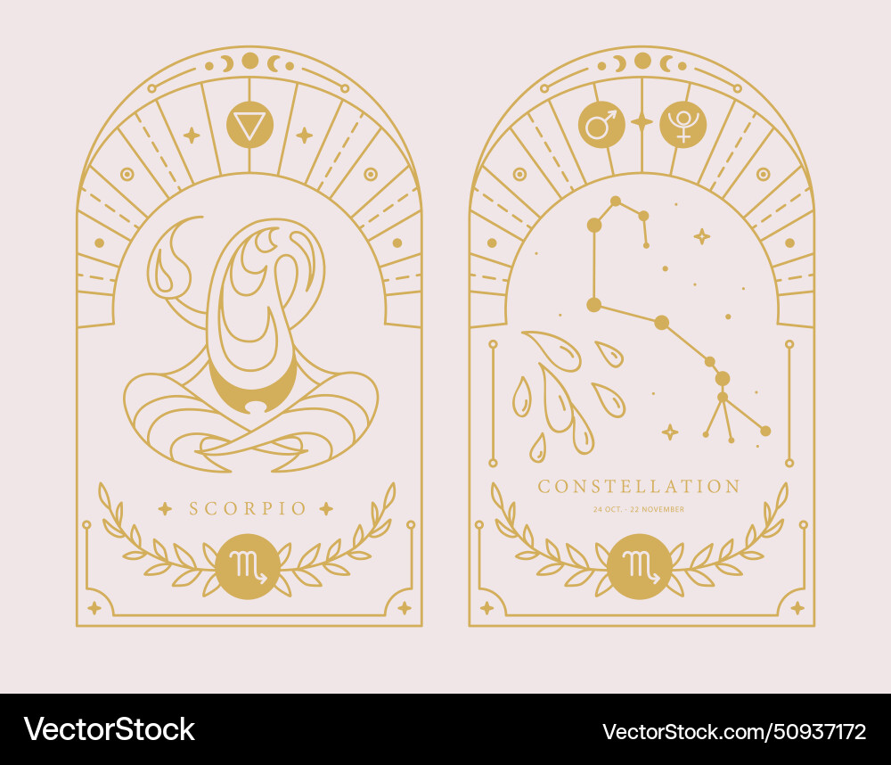 Magic witchcraft cards with scorpio zodiac sign Vector Image