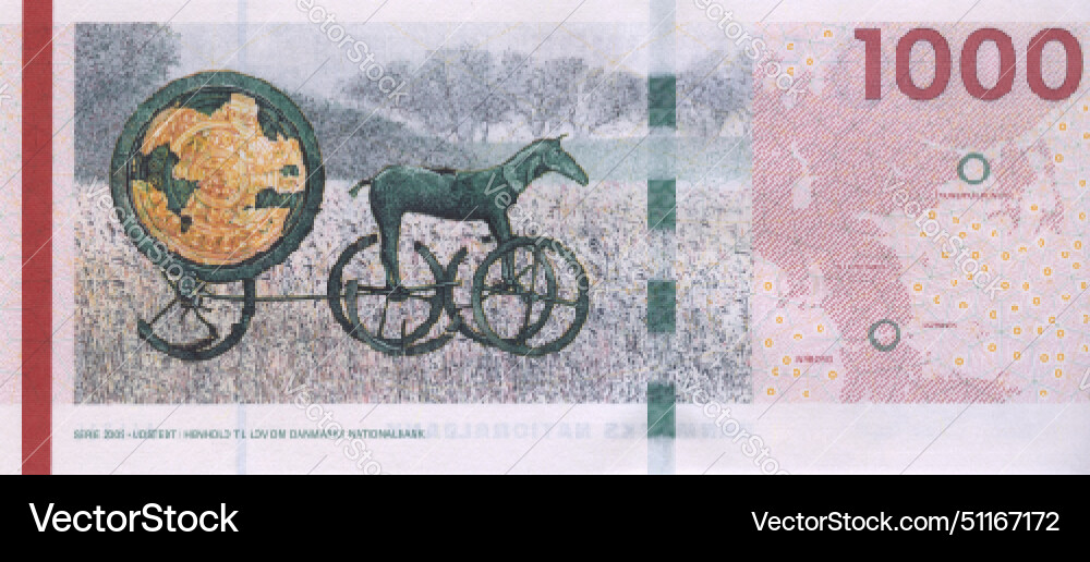 Reverse high polygonal pixel mosaic banknote 1000 Vector Image