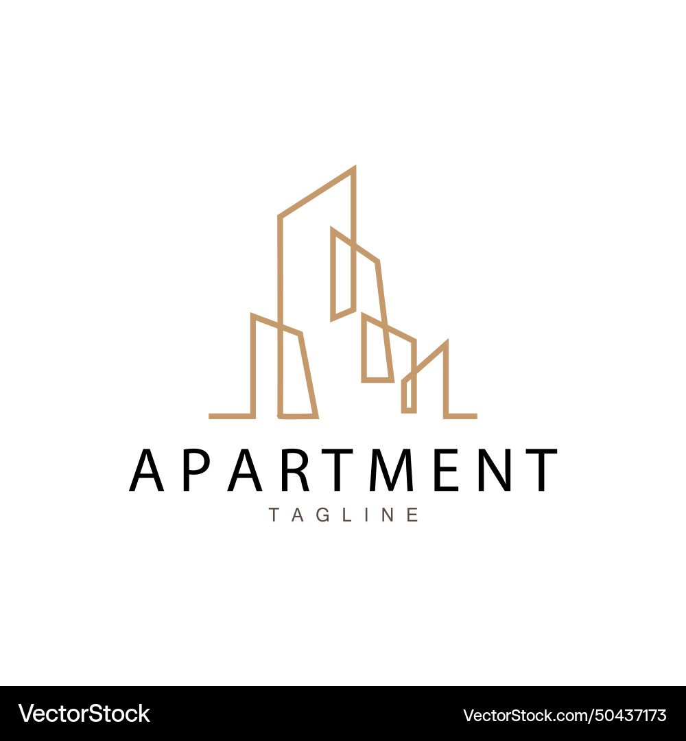 Apartment building logo modern design style line Vector Image