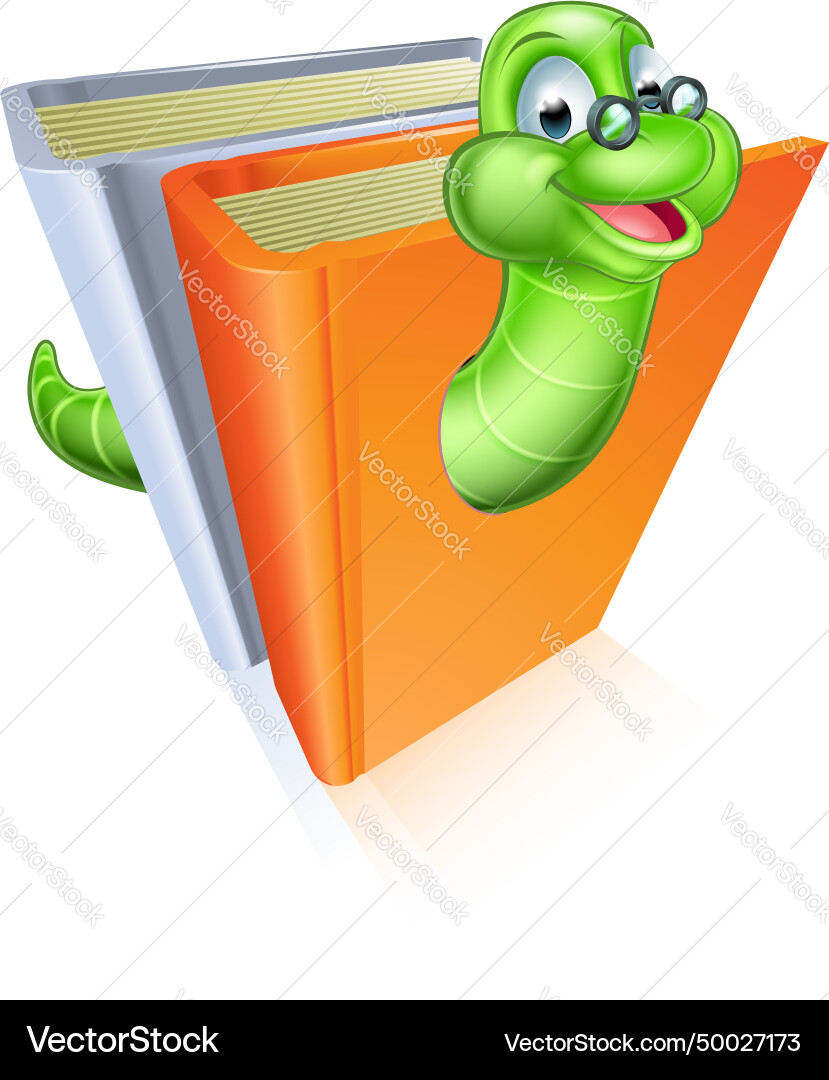 Bookworm cartoon Royalty Free Vector Image - VectorStock