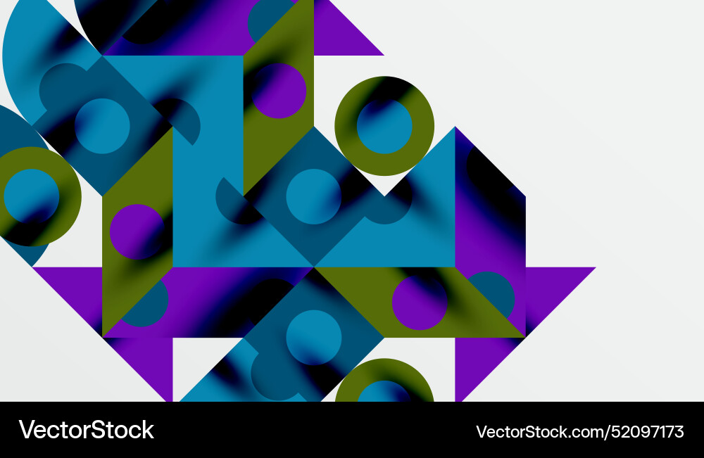 Colorful triangles circles square geometric design