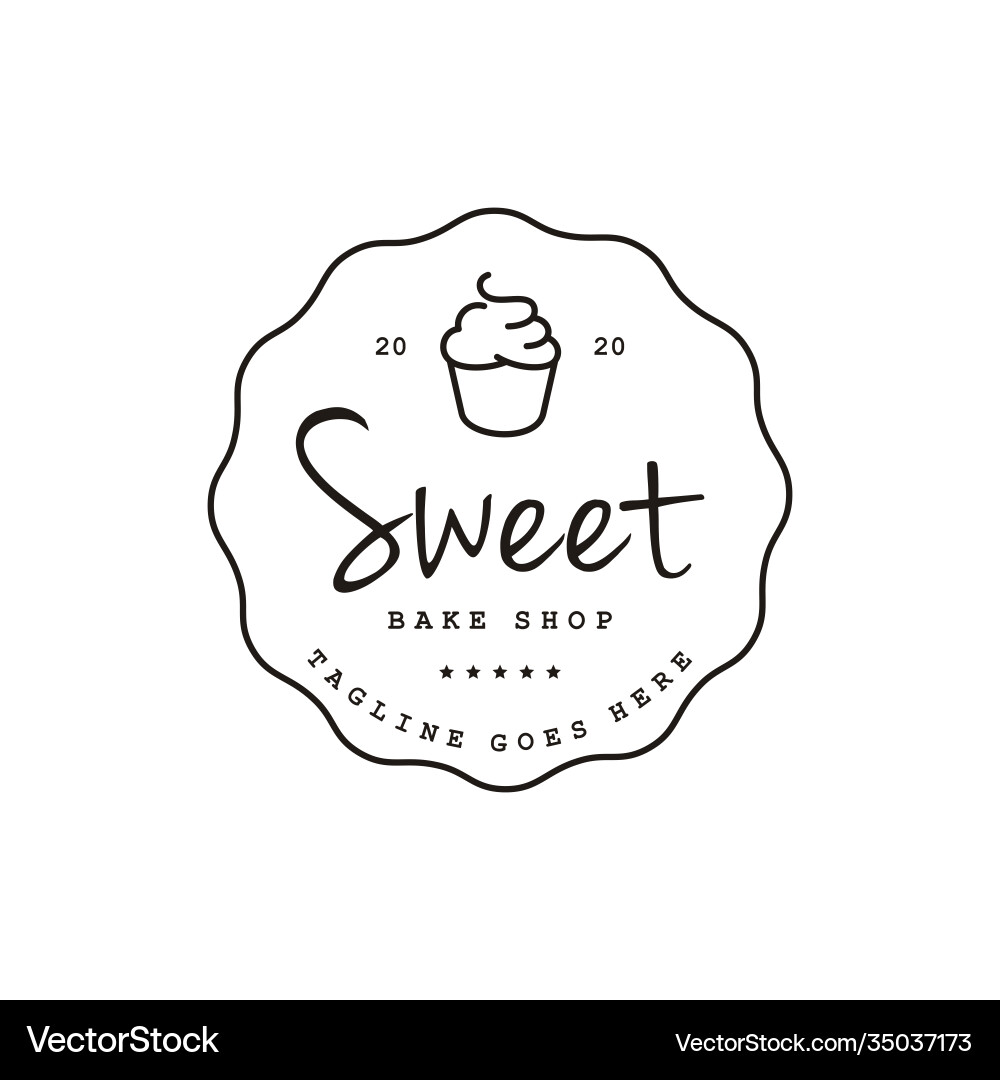 Cupcake Bakery Badge Logo Royalty Free Vector Image