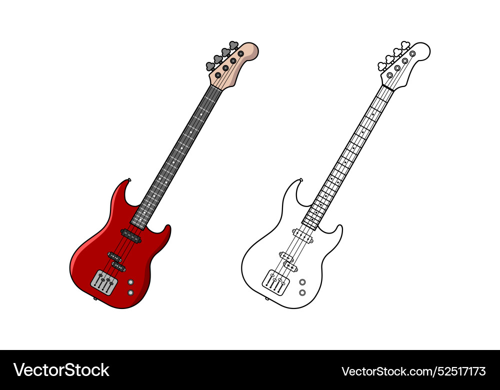 Electric bass guitar design Royalty Free Vector Image