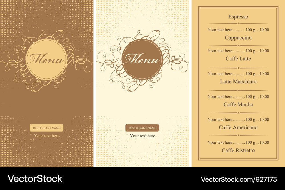 Menus for a cafe Royalty Free Vector Image - VectorStock