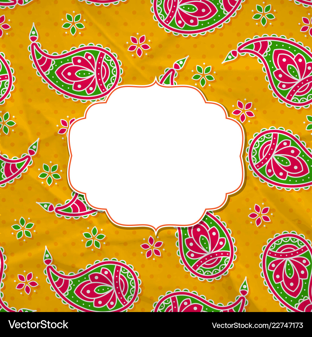 Paisley textured background with a frame Vector Image
