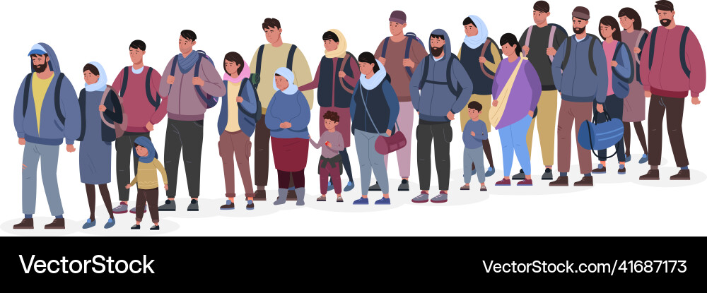 Refugee Waiting Line Royalty Free Vector Image