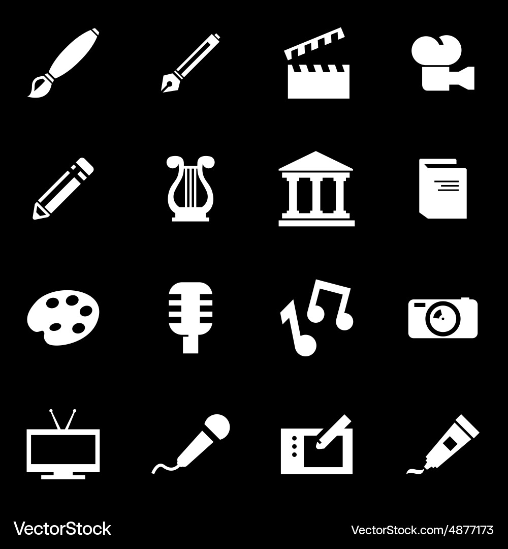 White art icon set Royalty Free Vector Image - VectorStock