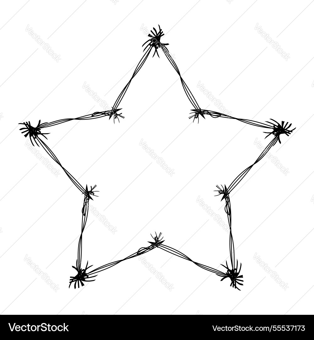 Wire barb silhouette frame star shape Royalty Free Vector