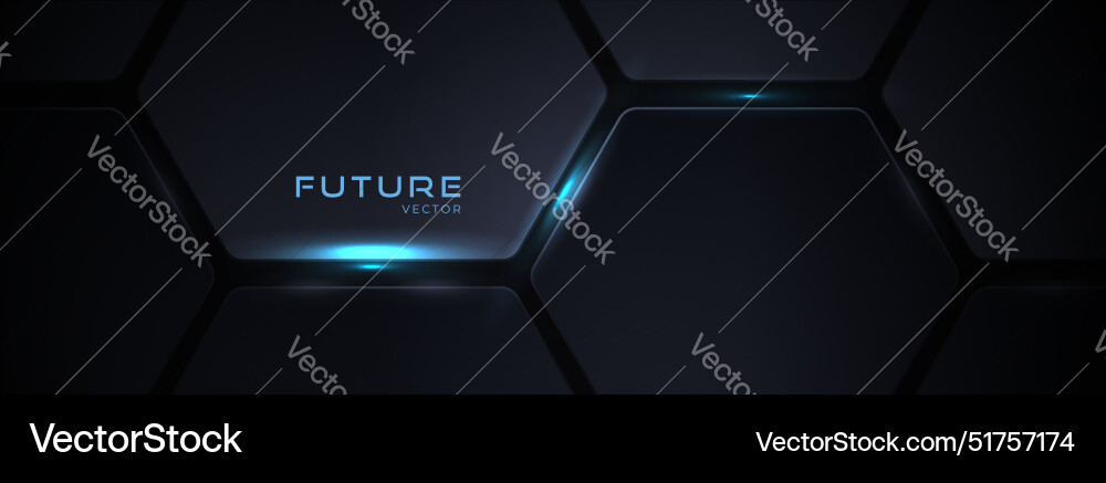 Dark hexagon abstract technology background with Vector Image