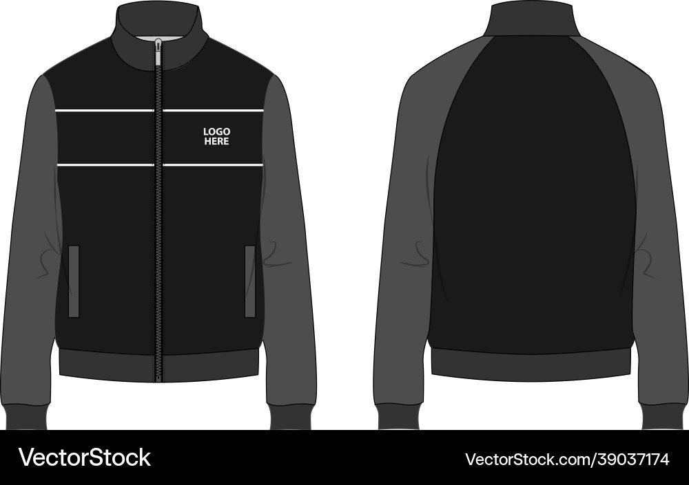 Fleece jacket fashion sketch template Royalty Free Vector