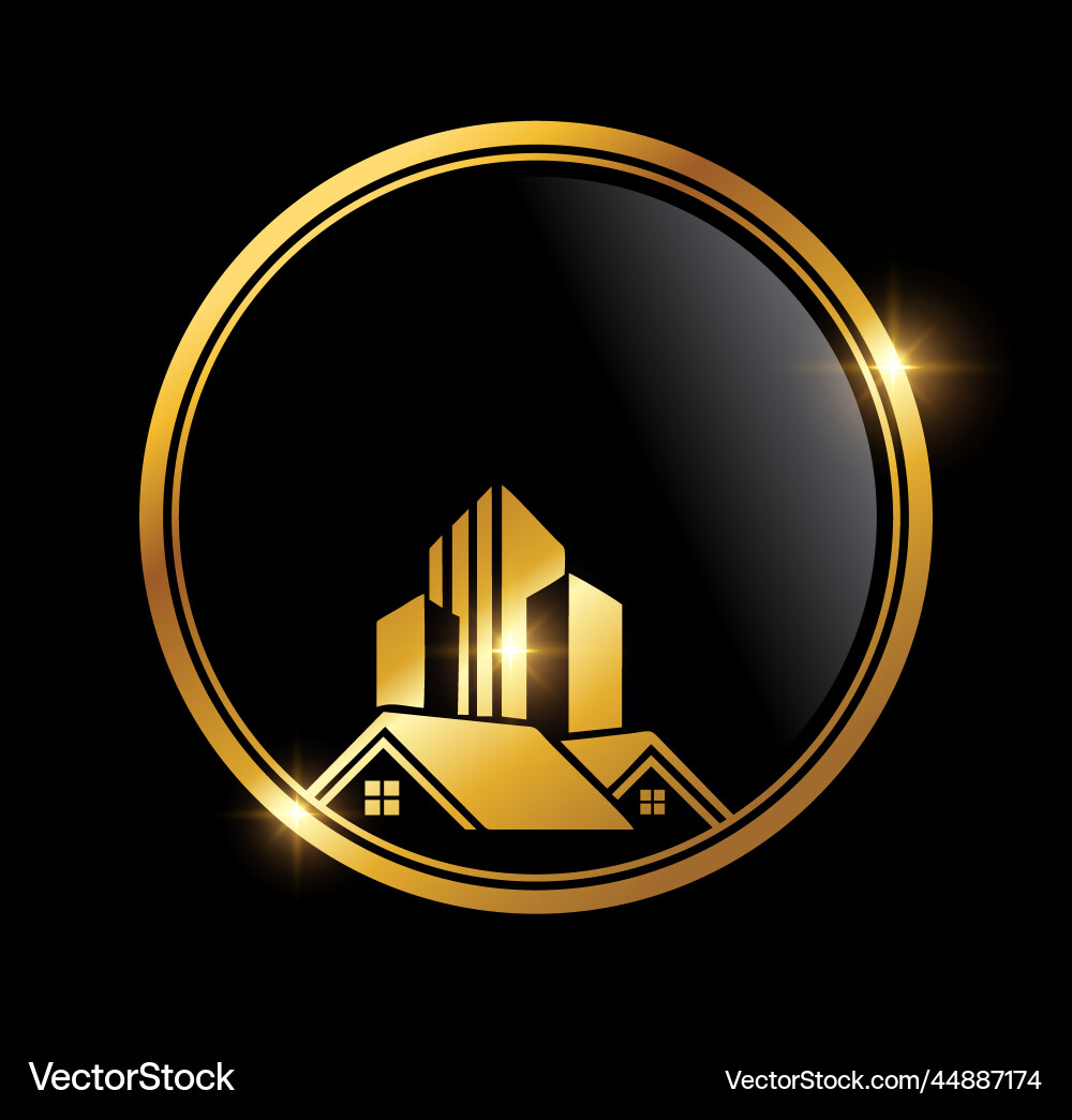 Golden luxury real estate logo icon Royalty Free Vector
