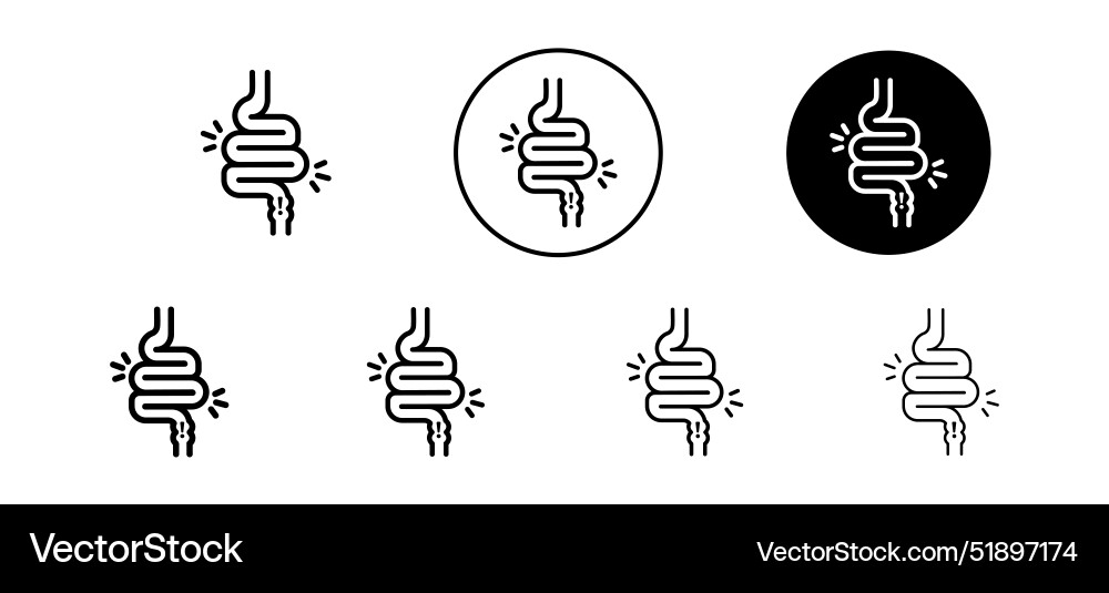 Gut constipation icon set collection for web Vector Image
