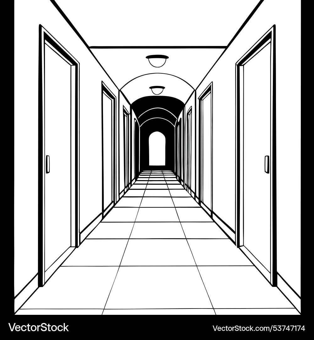 Horror hallway with little lighting background Vector Image