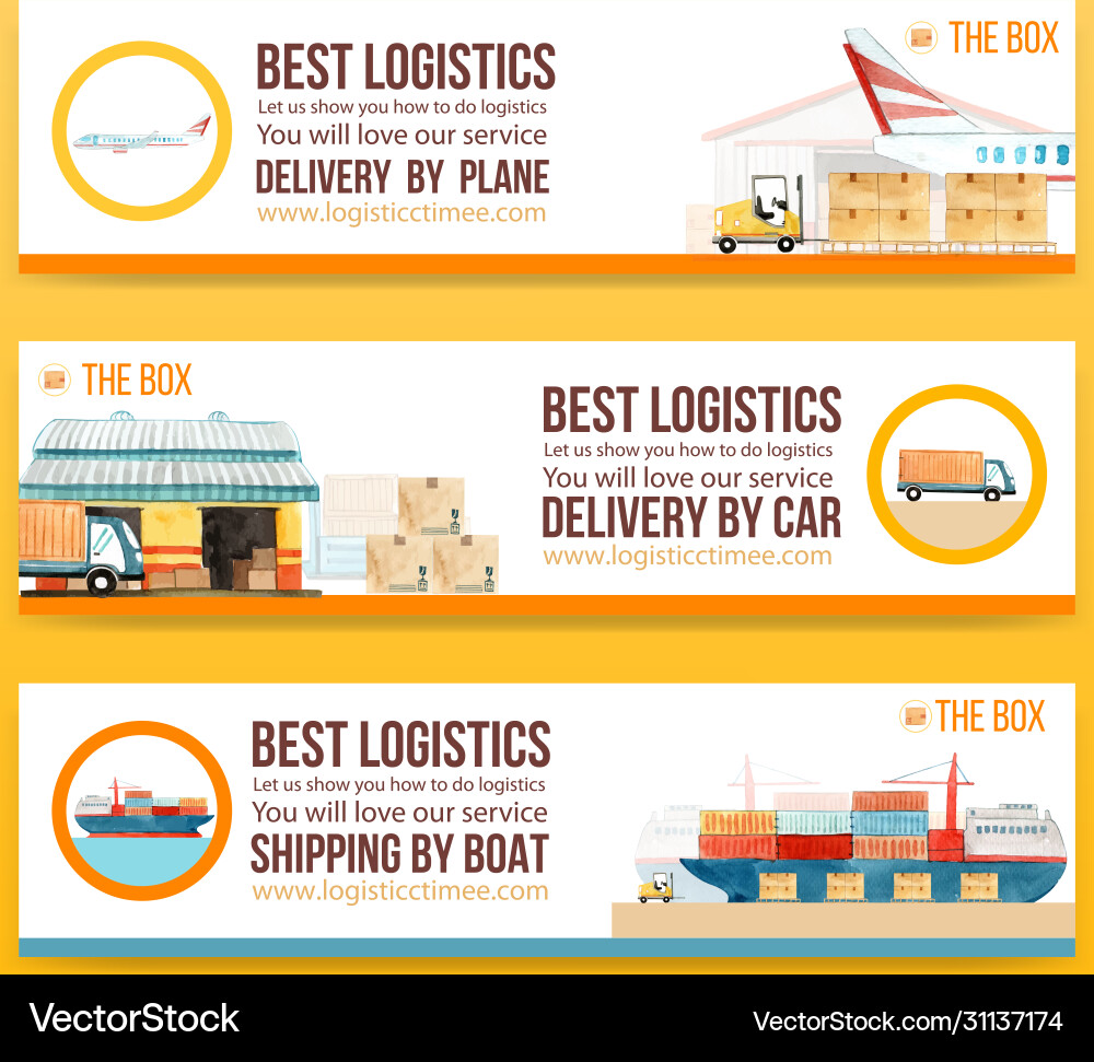 Logistics banner design with forklift warehouse Vector Image