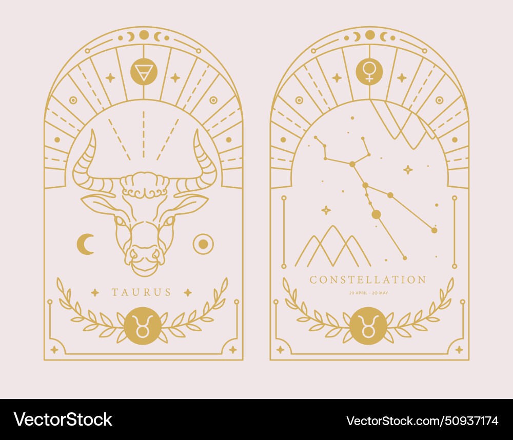 Magic witchcraft cards with taurus zodiac sign Vector Image