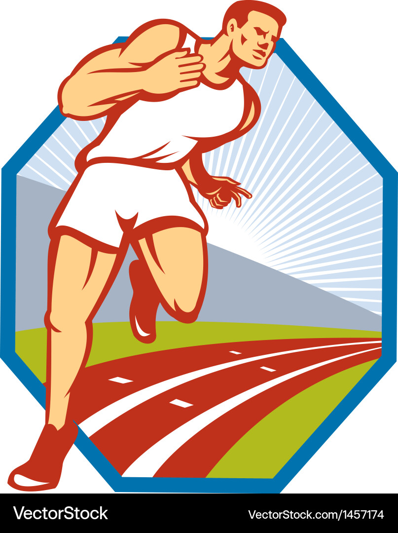 Marathon runner running race track retro Vector Image