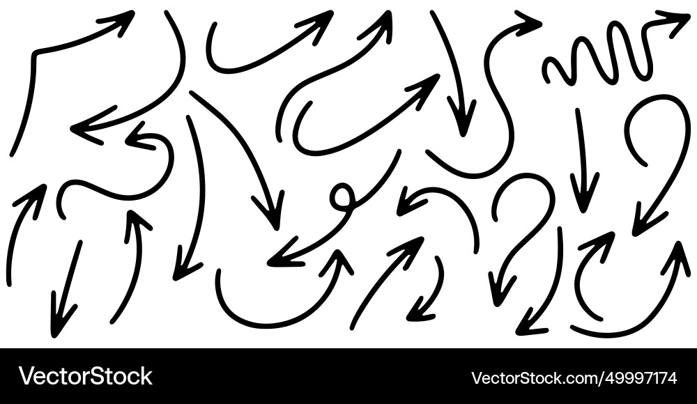 Set of hand drawn arrows doodle on white Vector Image