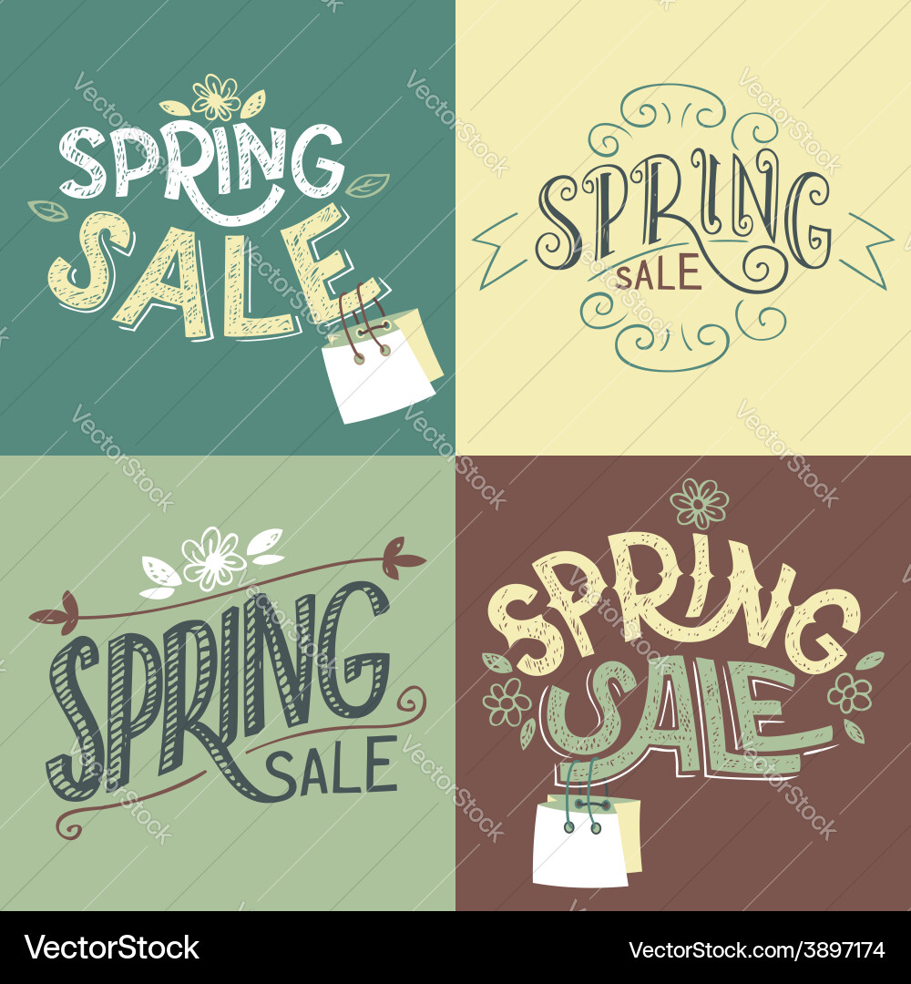 Spring sale labels set Royalty Free Vector Image