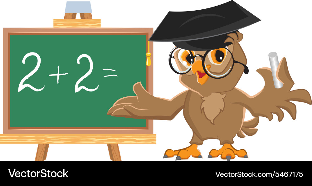 Owl teacher leads math lesson Royalty Free Vector Image