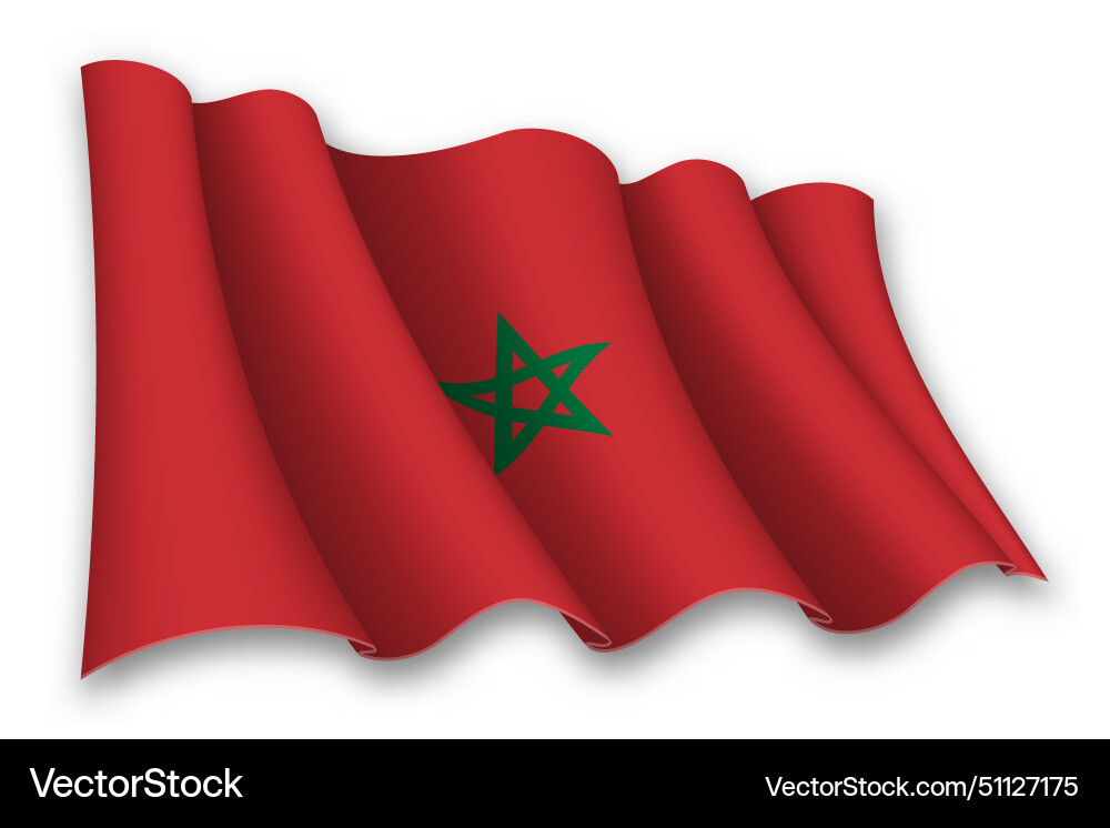 Realistic waving flag of morocco Royalty Free Vector Image