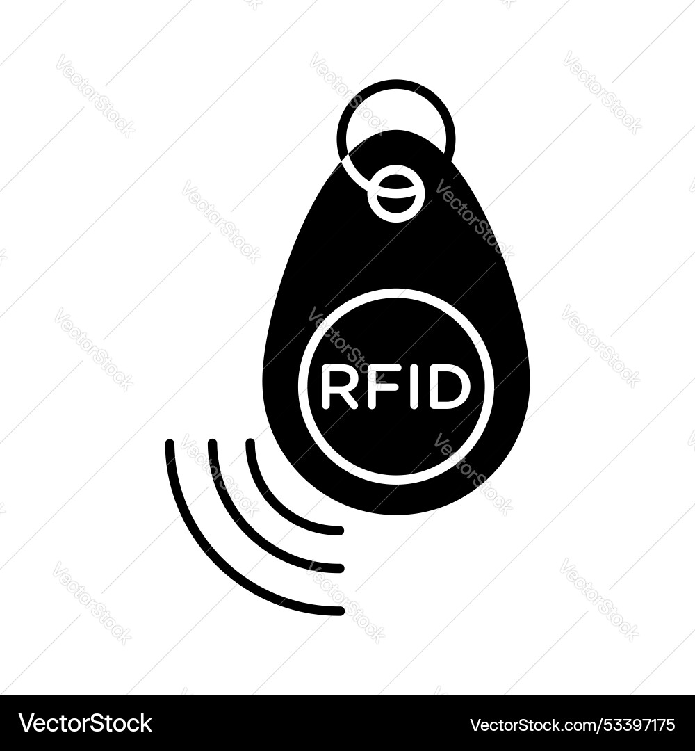 Rfid key tag line icon isolated on white Vector Image