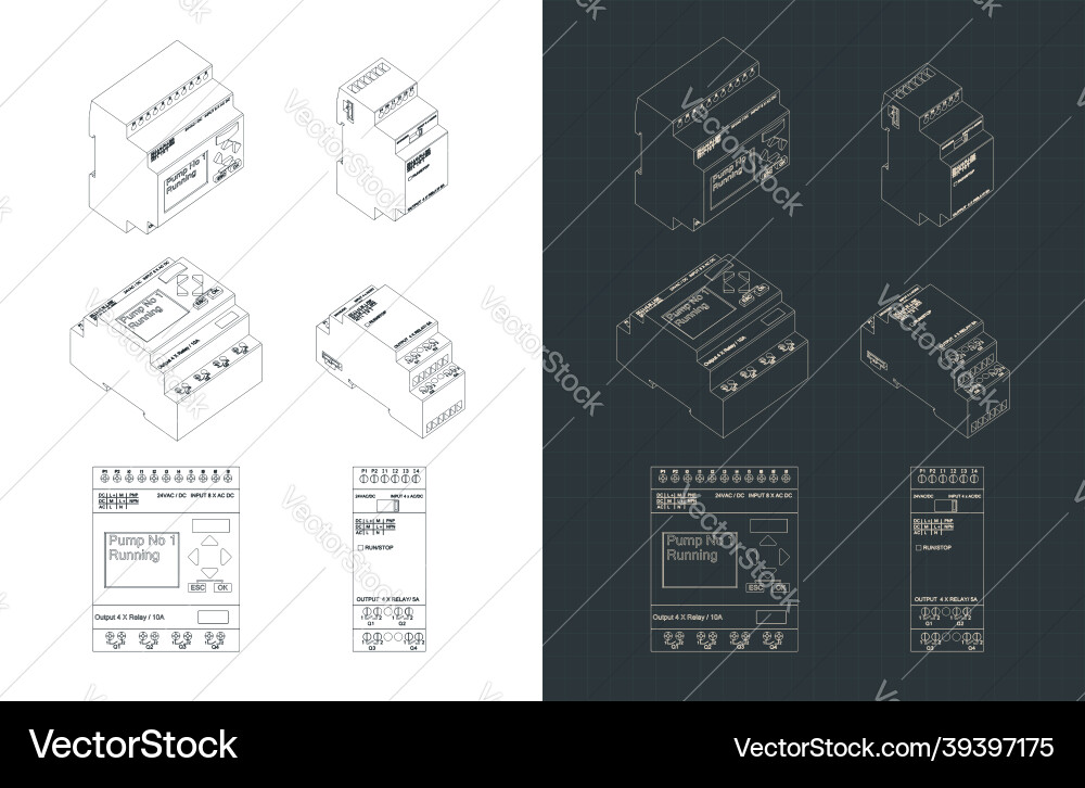 Smart relay blueprints Royalty Free Vector Image