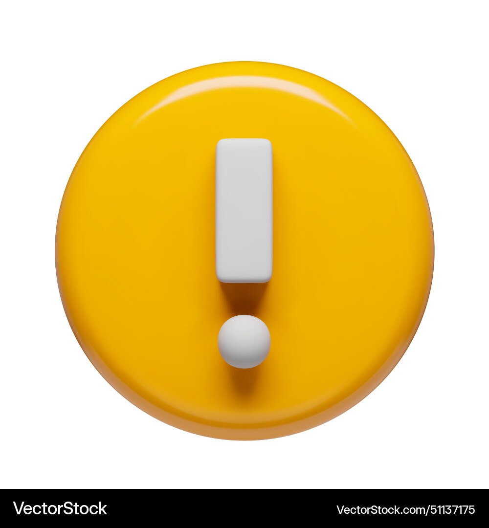 White exclamation mark symbol in yellow glossy Vector Image