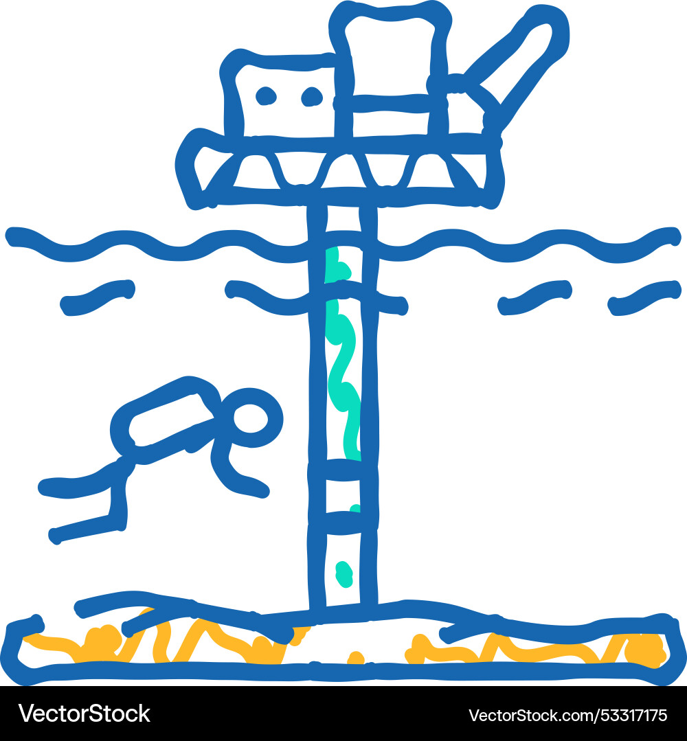 Work with oil rigs icon doodle Royalty Free Vector Image