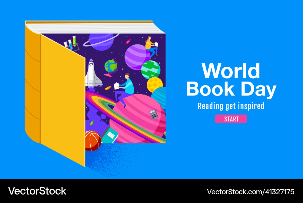 World book day reading imaginationxa back Vector Image