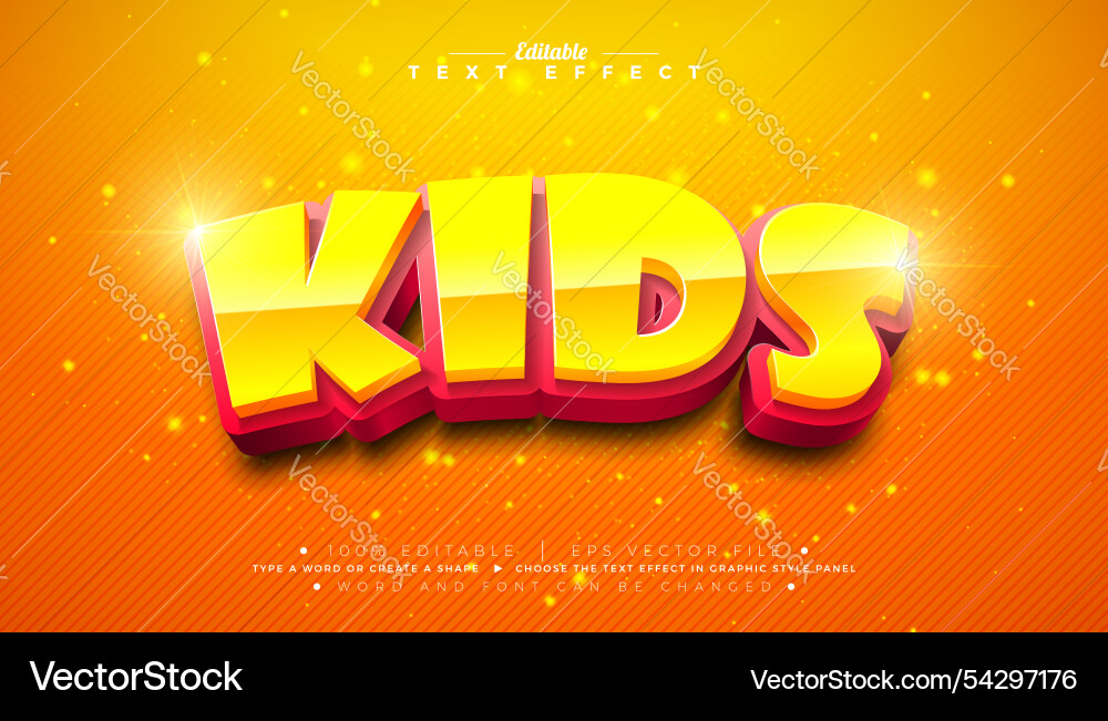 3D Kids Text Effect - Celebration Royalty Free Vector Image