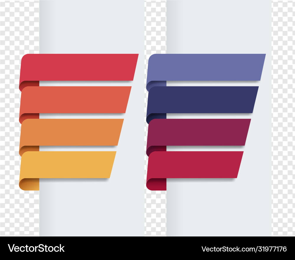 Colorful ribbons set and transparent background Vector Image