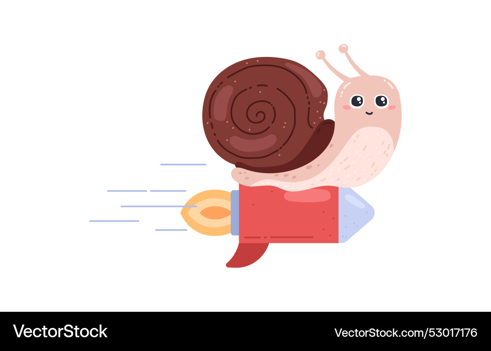 Cute snail on rocket Royalty Free Vector Image