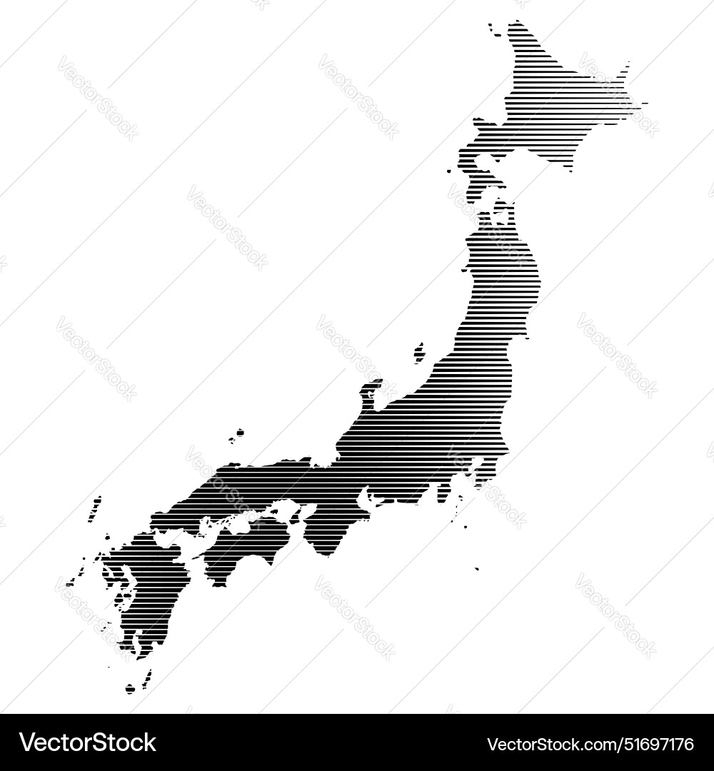 Japan Karte mit einem gefütterten Muster Vektorbild