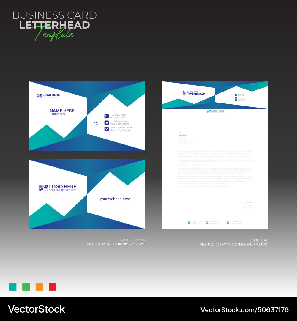 Letterhead and business card design Royalty Free Vector