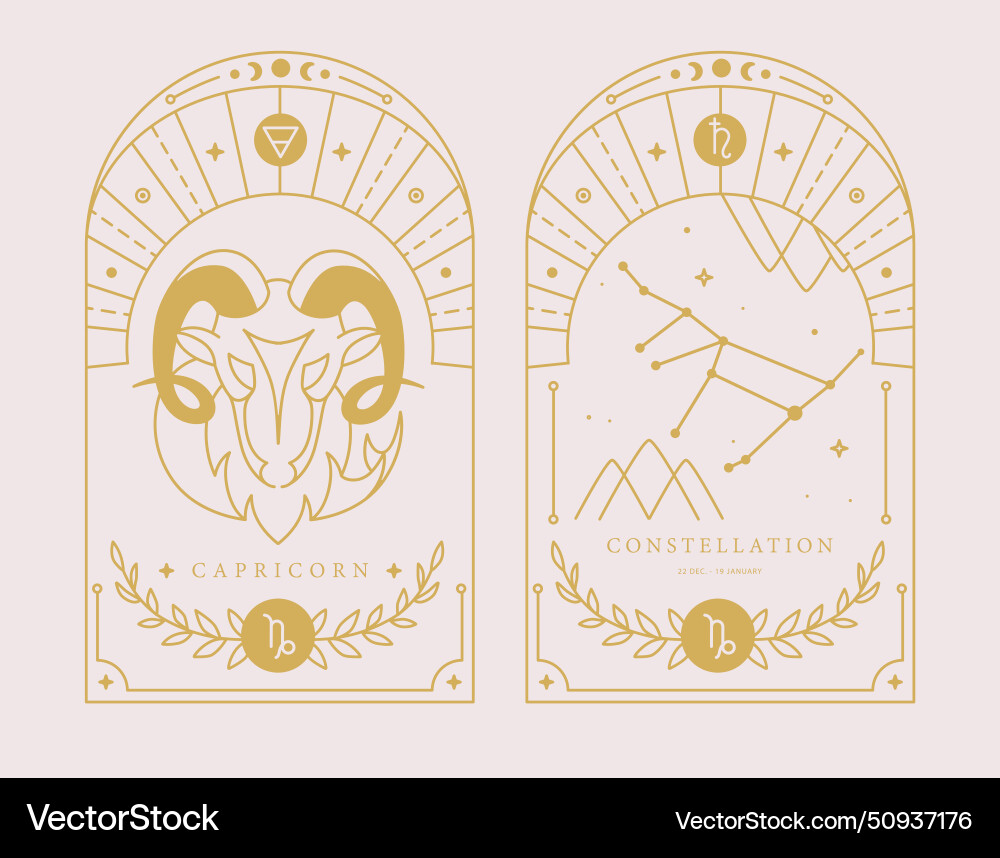 Magic witchcraft cards with capricorn zodiac sign Vector Image
