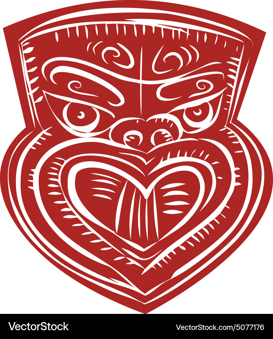 Maori mask etching Royalty Free Vector Image - VectorStock