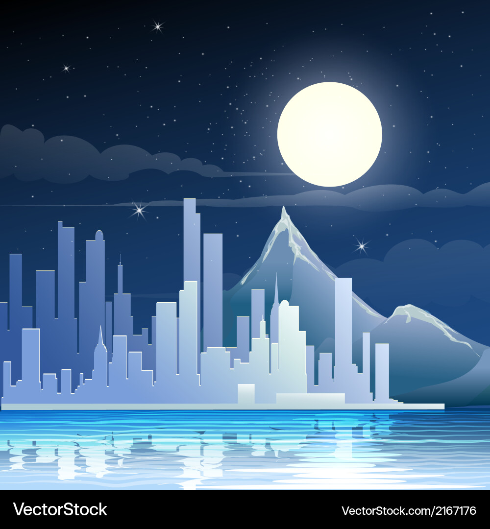 Midnight landscape Royalty Free Vector Image - VectorStock
