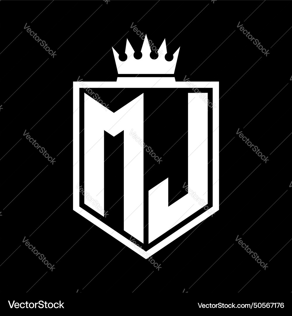 Mj logo monogram bold shield geometric shape Vector Image