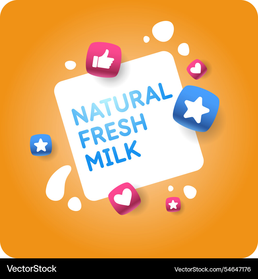 Modern poster fresh milk with splashes Royalty Free Vector