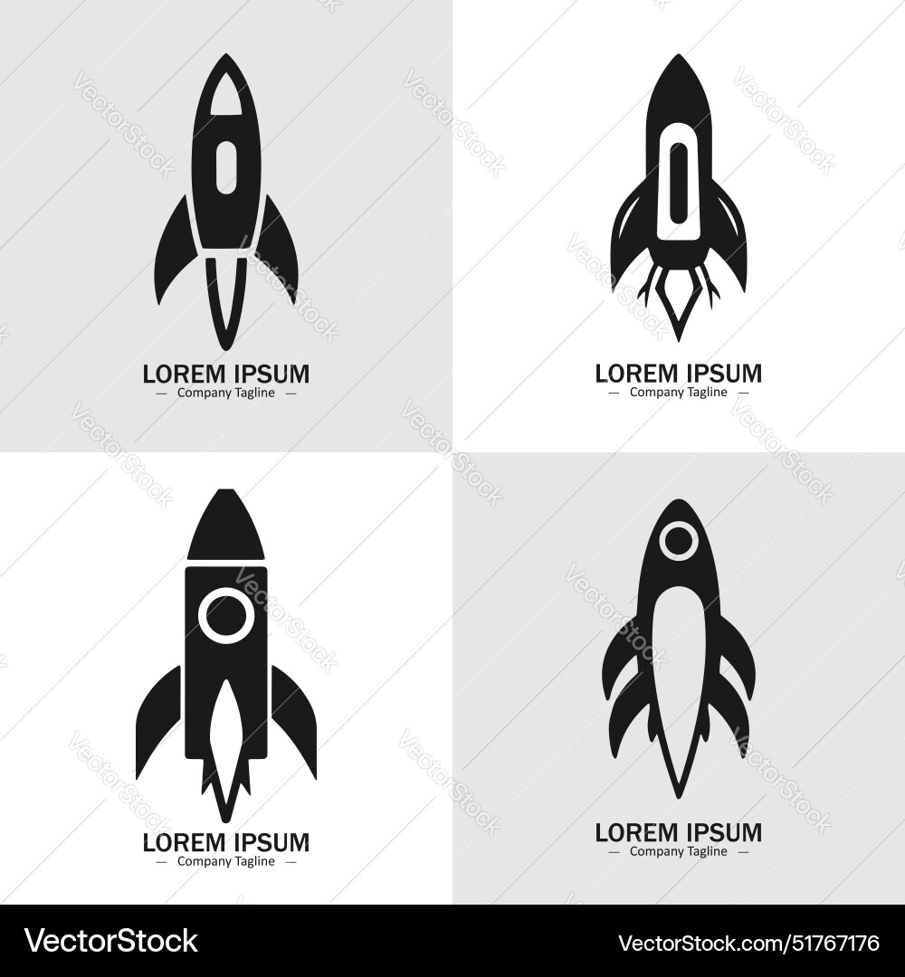 Set of rocket silhouettes suitable for logo Vector Image