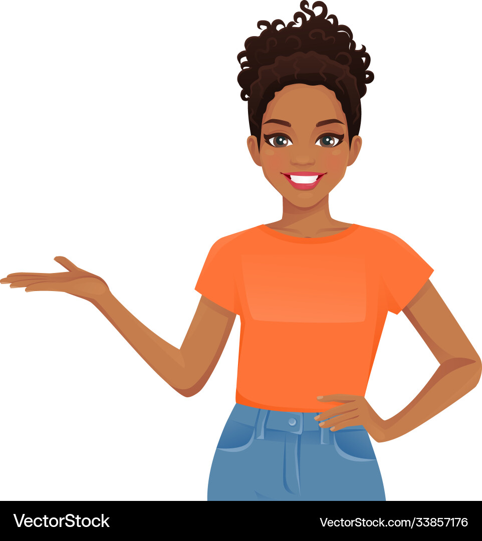 Young african woman showing Royalty Free Vector Image