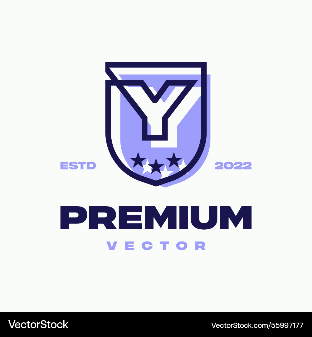 Alphabet y shield logo Royalty Free Vector Image
