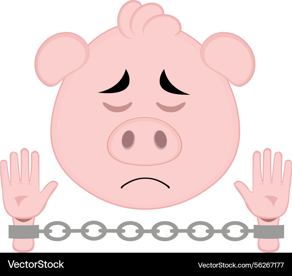Emoji pig character chained slave Royalty Free Vector Image