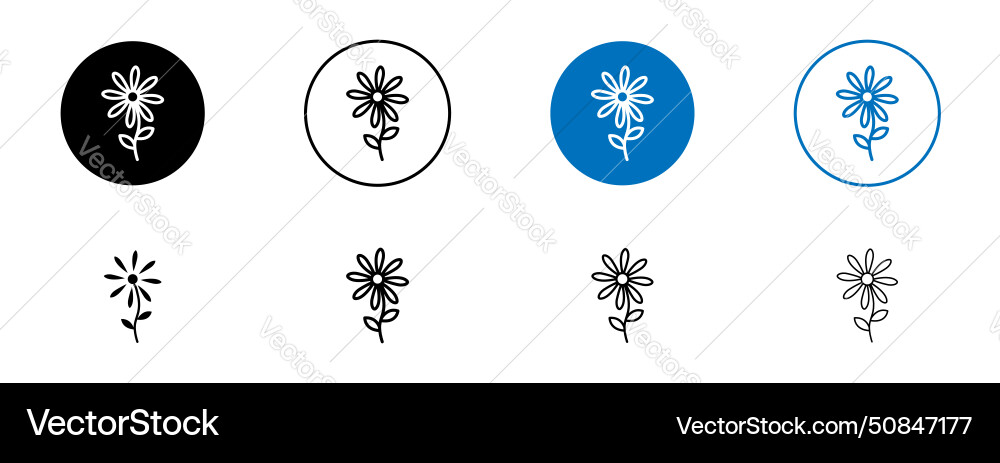 Flower icon set bloom petal spring symbol Vector Image